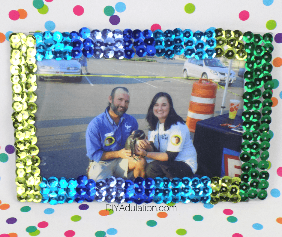 DIY Sequin Magnetic Picture Frame - DIY Adulation