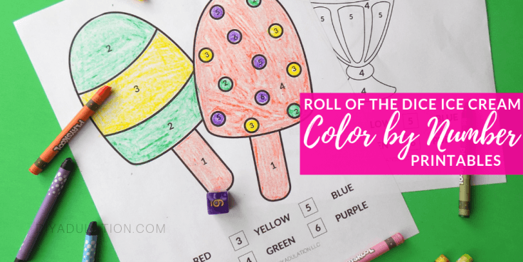 Roll of the Dice Ice Cream Color by Number Printables - DIY Adulation