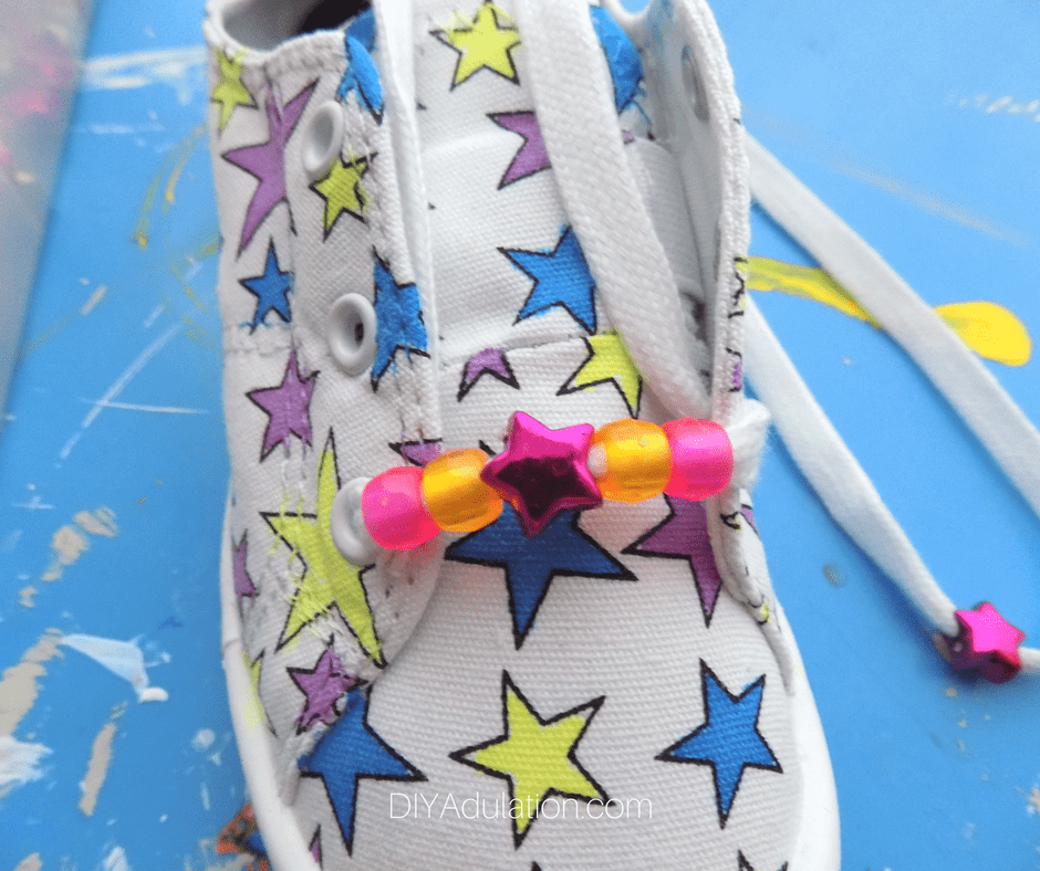 Colorful DIY Stars Shoes with Beaded Laces - DIY Adulation
