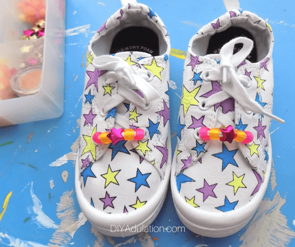 Colorful DIY Stars Shoes with Beaded Laces - DIY Adulation