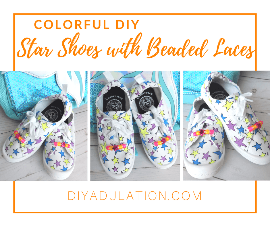 Colorful DIY Stars Shoes with Beaded Laces - DIY Adulation