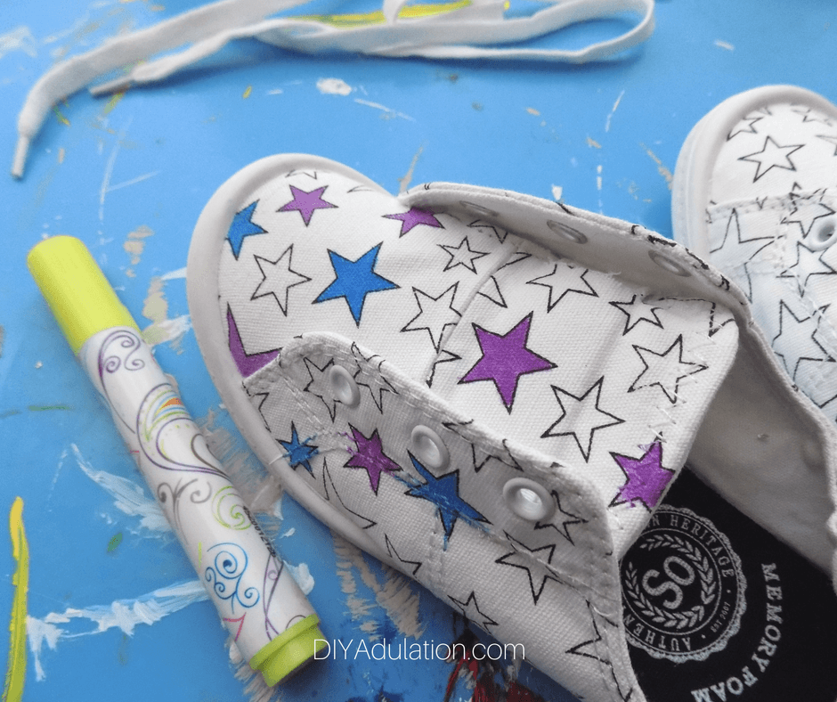 Colorful DIY Stars Shoes with Beaded Laces - DIY Adulation
