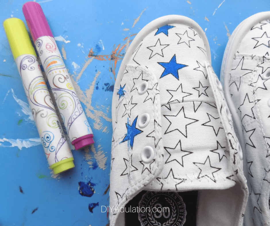 Colorful DIY Stars Shoes with Beaded Laces - DIY Adulation
